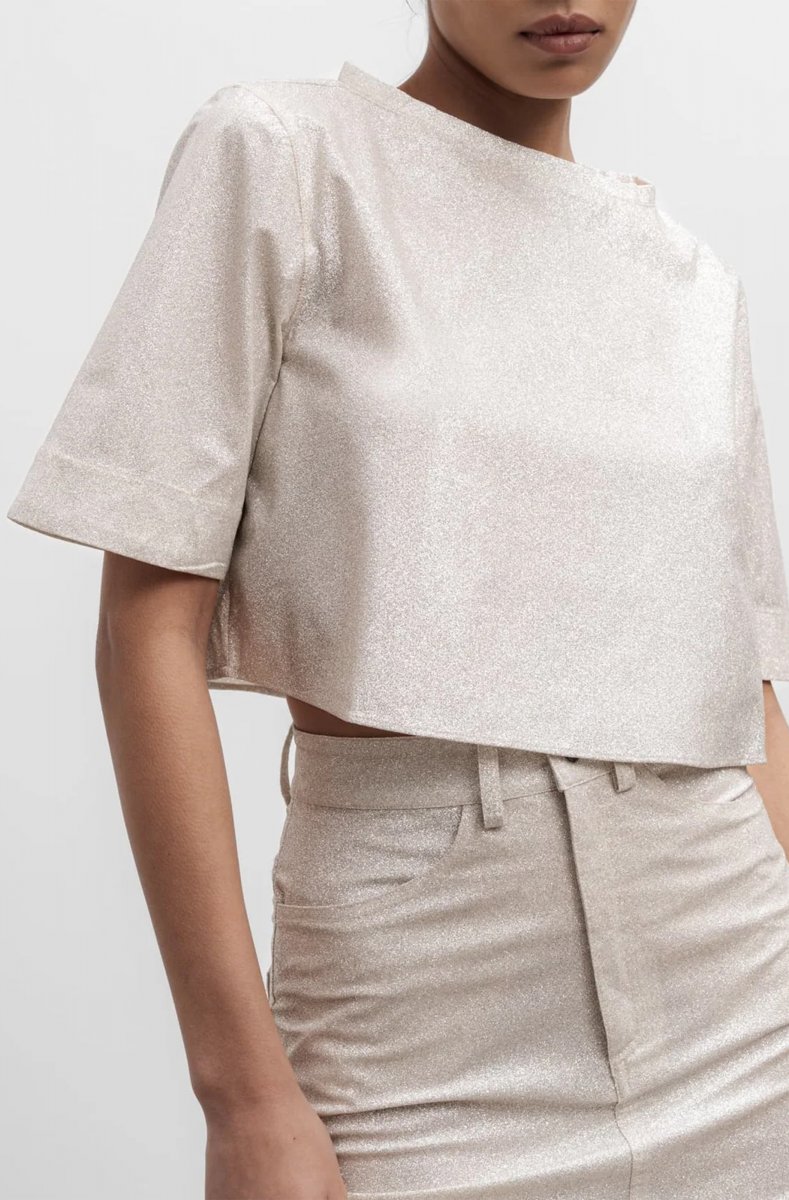 Ahlvar Gallery - Lola Cropped Shimmer Tee Cream - DAM