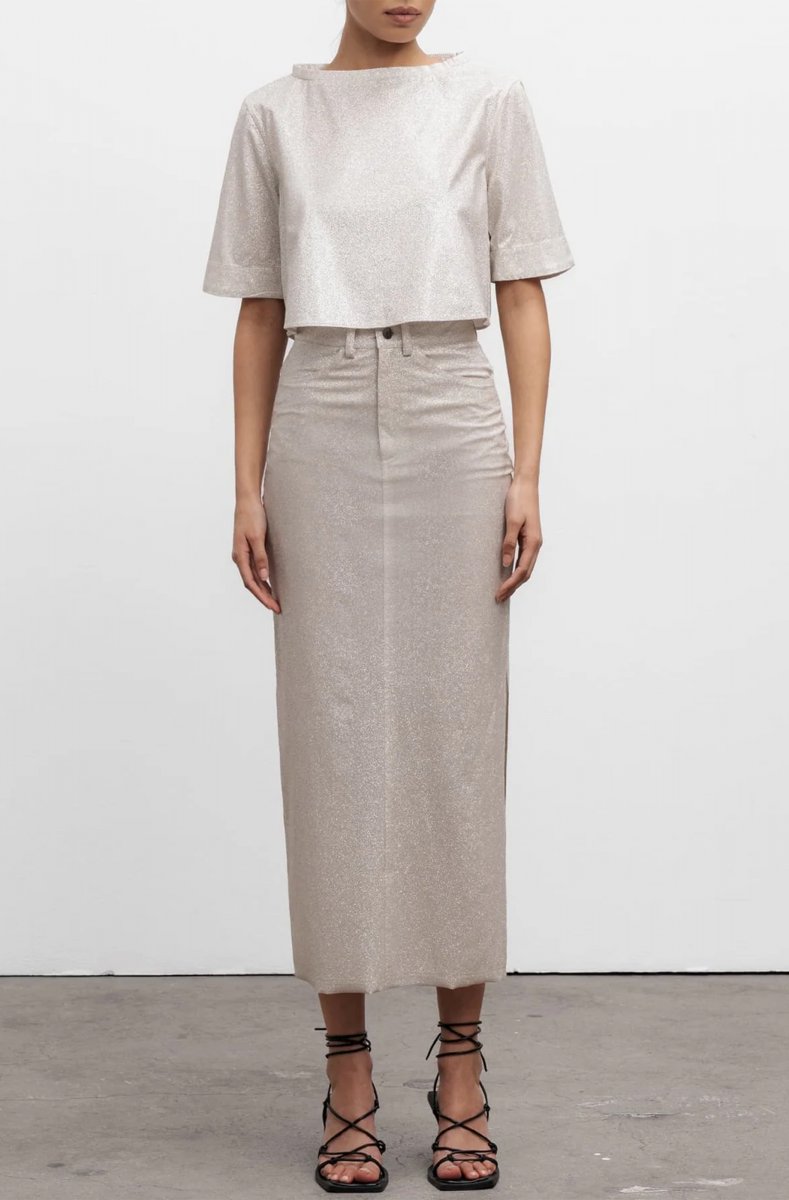 Ahlvar Gallery - Lola Cropped Shimmer Tee Cream - DAM
