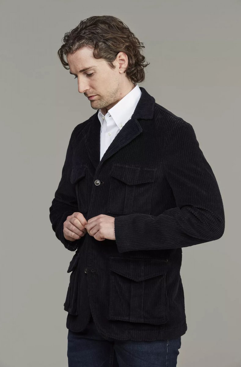 Hansen & Jacob - CORDUROY SAFARI JACKET - 49 Navy - HERR