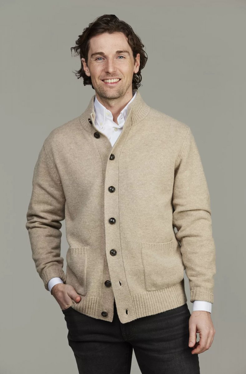 Hansen & Jacob - Geelong High Collar Cardigan - 14 Sand