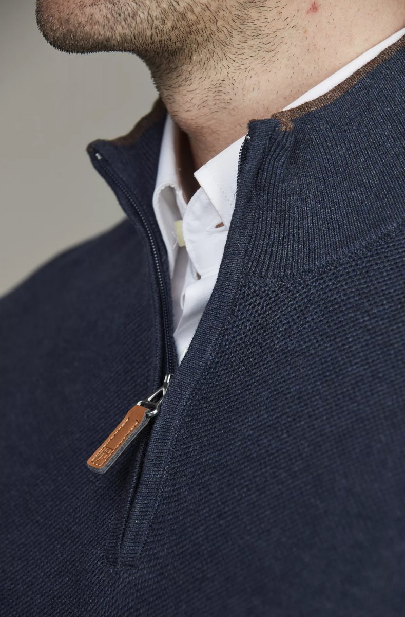 Hansen & Jacob - Half Zip Structure Knit - 47 Dark Blue