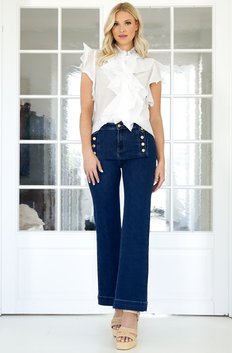 Mixed Brands - High Waisted Jeans with Buttons 9191 - DAM