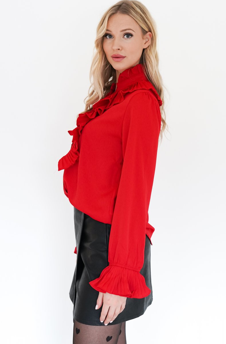 Mixed Brands - Ruffle Blouse 8497-2003 - Red - DAM
